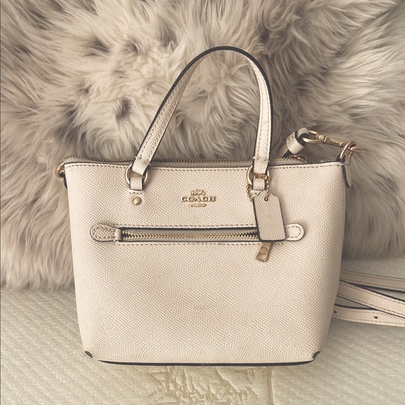 Coach | Bags | Coach Cream Shoulder Bag With Pebbled Leather | Poshmark